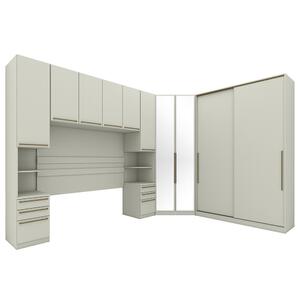 Quarto Modulado Casal Seletto 5 Peças Com Closet E Espelho - Móveis ...
