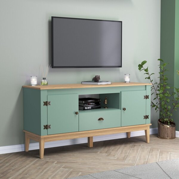 Rack 135cm Colonial X41 Cm 2 Portas 1 Gaveta Verde Mel/oliva Mel ...