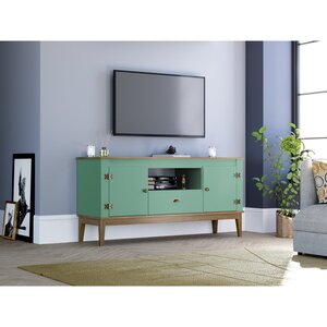 Rack Adria 4 Portas 1 Nicho Tv 60” Verde Oliva/cedro | Leroy Merlin