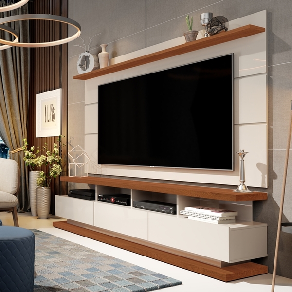 Rack Com Painel Para Tv Até 72 Polegadas Vivare I Off White E Nature ...