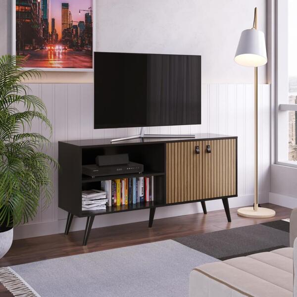 Rack Amber Com 2 Portas - Preto/natural | Leroy Merlin