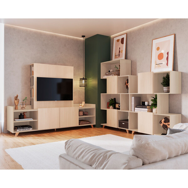 Rack Aurora Com Painel De Tv E Estante Be Mobiliário | Leroy Merlin