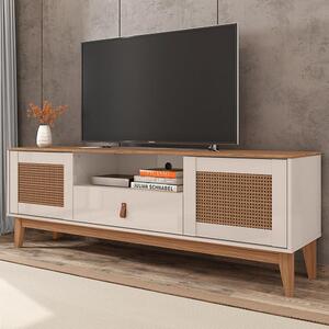 Rack Bancada Tv 60 Pol 160cm Pé Madeira Dalva Off/cedro C14 - Mpozenato ...