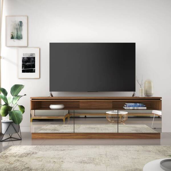 Rack Bancada Venezuela 200cm Tv 82" Noce Milano Preto Fosco Tana Decor ...