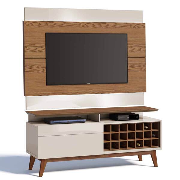 Rack Com Painel Classic +ad 1.4 Freijó Com Off White - Imcal Móveis ...