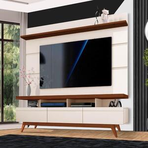 Rack Com Painel Off White Freijó Dinamarca Dinare Shop Jm | Leroy Merlin