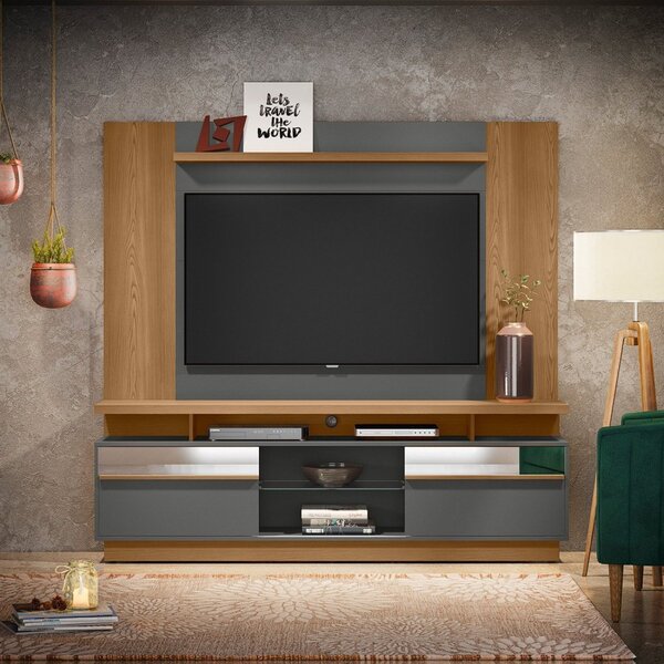 Rack Com Painel Para Tv 60 Polegadas Recife E Aurora Linea Brasil Amêndoa/chumbo | Leroy Merlin