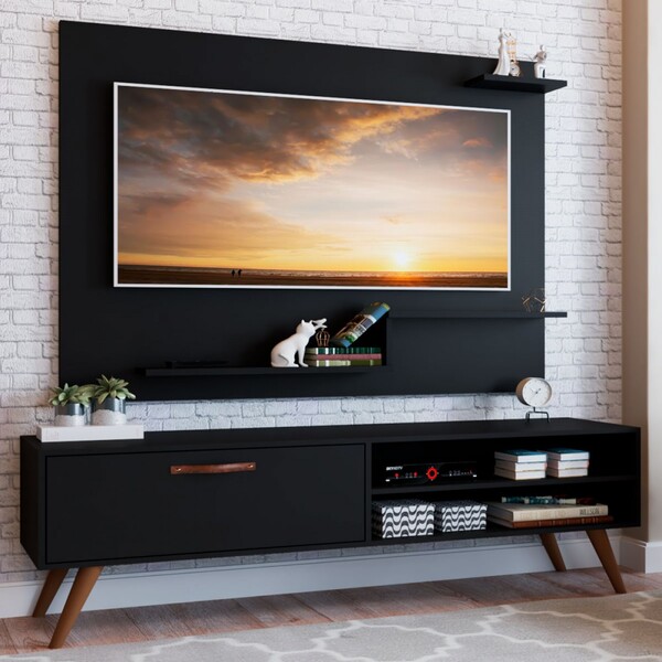 Rack Com Painel Para Tv Até 43 Polegadas Toronto 1 Porta Preto ...