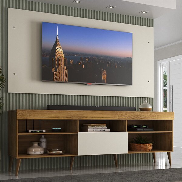 Rack Com Painel Para Tv Até 55 Polegadas 1 Porta 5 Nichos Retrô ...