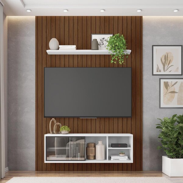 Rack Com Painel Para Tv Até 55 Polegadas 1 Porta Illusion Havana/branco ...