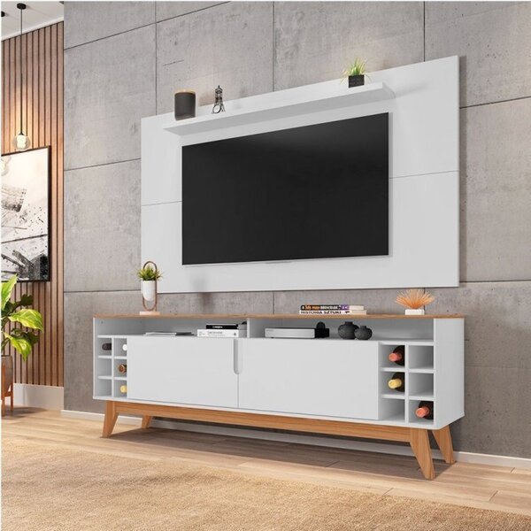 Rack Com Painel Para Tv Até 60 Polegadas Retrô Com Adega Wine Esmeralda Casa D Branco/noce ...