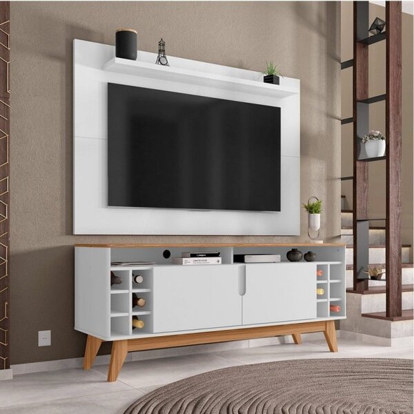 Rack Com Painel Para Tv Até 60 Polegadas Retrô Com Adega Wine Safira Casa D Branco/noce | Leroy ...