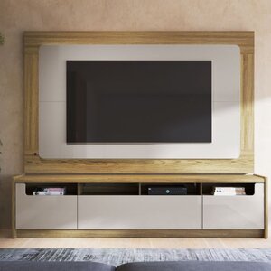 Rack Com Painel Para Tv Até 75 Polegadas 220 Cm Oslo Off White Gloss/freijó | Leroy Merlin