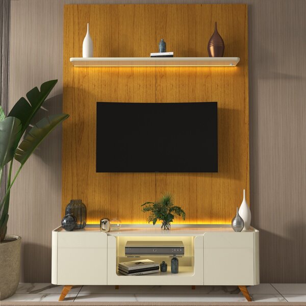 Rack Com Painel Para Tv Até 75 Polegadas 2 Portas Com Led Com Pés Madeira 180cm Splendore ...