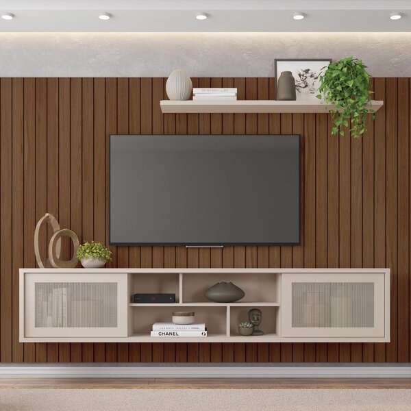 Rack Com Painel Para Tv Até 75 Polegadas 2 Portas Elegance Caemmun Havana/off White | Leroy Merlin