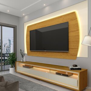 Rack Com Painel Para Tv Até 75 Polegadas Com Led Elegance Yescasa Naturale/Off White | Leroy Merlin