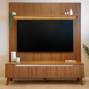 Rack Com Painel Para Tv Até 75 Polegadas Com Led Impressão Ripada 3d ...