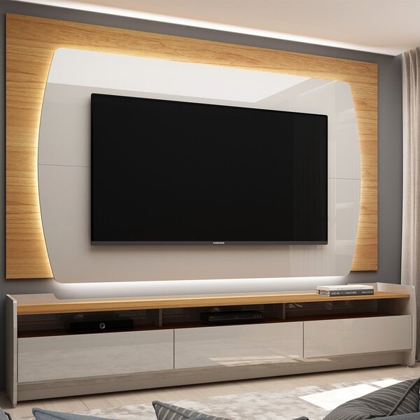Rack Com Painel Para Tv Até 75 Polegadas Com Led Sublime 220 Off White/naturale | Leroy Merlin