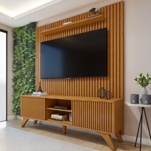 Rack Com Painel Para Tv Até 75 Polegadas Com Ripado 100% Mdf 180cm Gaia Paris Naturalle | Leroy ...