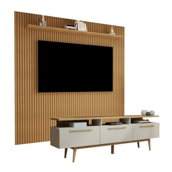 Rack Com Painel Para Tv Até 75 Polegadas Frisado Curitiba Cinamomo/off ...