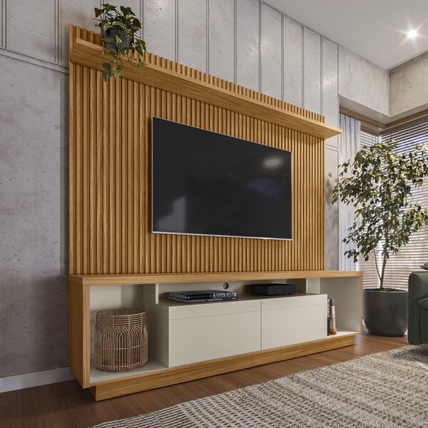 Rack Com Painel Para Tv Até 75 Polegadas Ripado Cronos Genova Yescasa ...