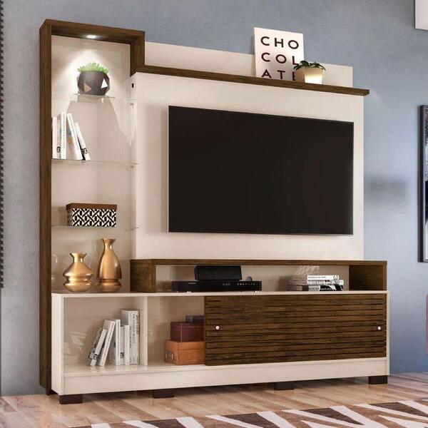 Rack Com Painel Para Tv De 55 Pol Com Pés Off White | Leroy Merlin