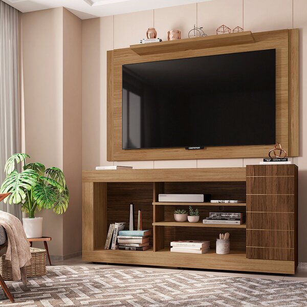 Rack Com Painel Para Tvs Até 55 Polegadas Multiplus Sense Caemmun Buriti/havana | Leroy Merlin