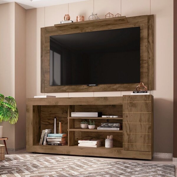 Rack Com Painel Para Tvs Até 55 Polegadas Multiplus Sense Caemmun Jatoba | Leroy Merlin