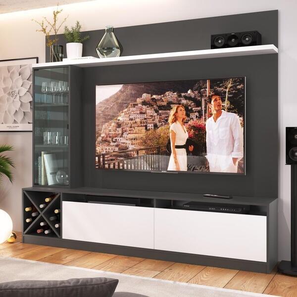 Rack Com Painel Tv 50" Multimóveis Cr25136 Grafite/branco | Leroy Merlin