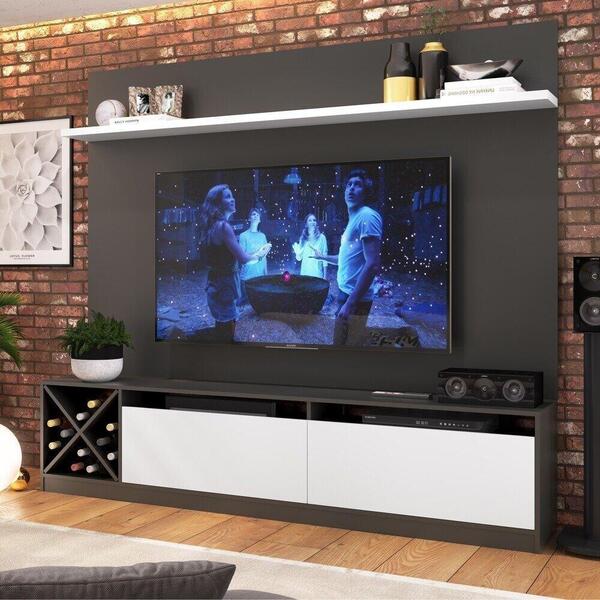 Rack Com Painel Tv 50" Multimóveis Cr25138 Grafite/branco | Leroy Merlin