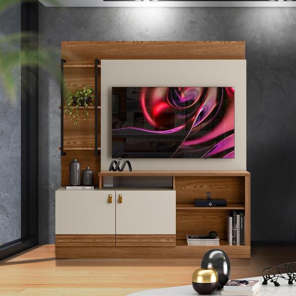 Rack Com Painel Tv 50 Polegadas 2 Portas Freijó Off White Martim Shop ...