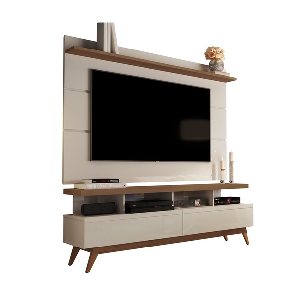 Rack Com Painel Vivare 1.6 Wood Off White/freijó-germai Móve | Leroy Merlin