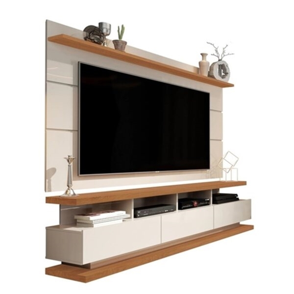 Rack Com Painel Vivare 1.8 Off White Com Freijó – Germai Móveis | Leroy ...