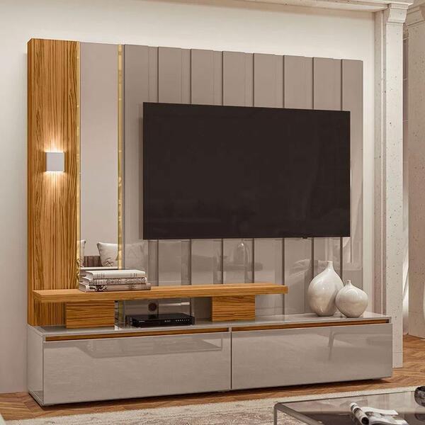 Rack Com Painel Zeus Para Tv De 55 Pol Fendi Natural | Leroy Merlin