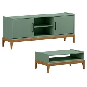 Rack E Mesa De Centro Mdf/madeira Maciça Milao Fnt | Leroy Merlin