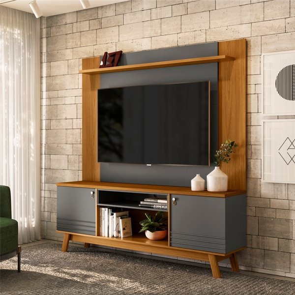 Rack E Painel Para Tv 55 Polegadas Boston Nature Chumbo | Leroy Merlin