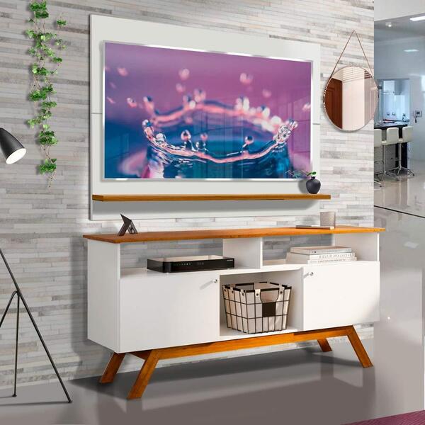 Rack E Painel Tv 55 Polegadas Branco Madeira Amsterdã Vênus Tebarrot ...