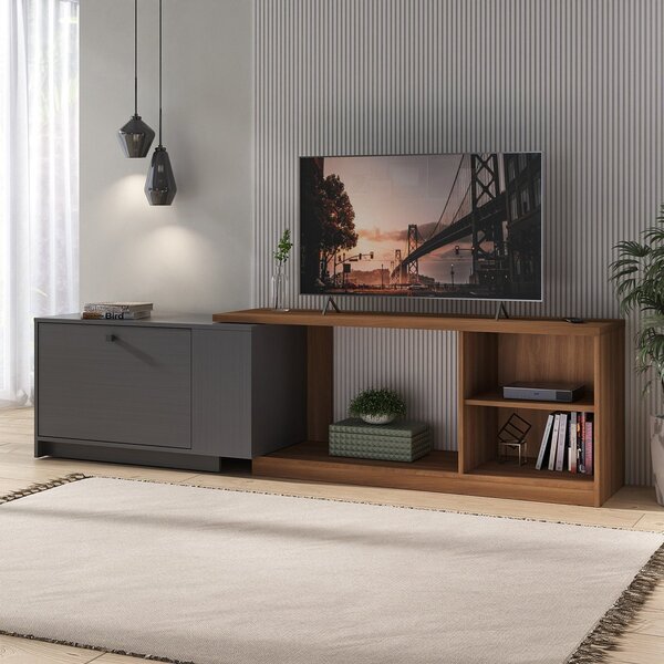 Rack Extensível Para Tv Até 55 Polegadas 1 Porta 3 Nichos Yescasa Nogal ...