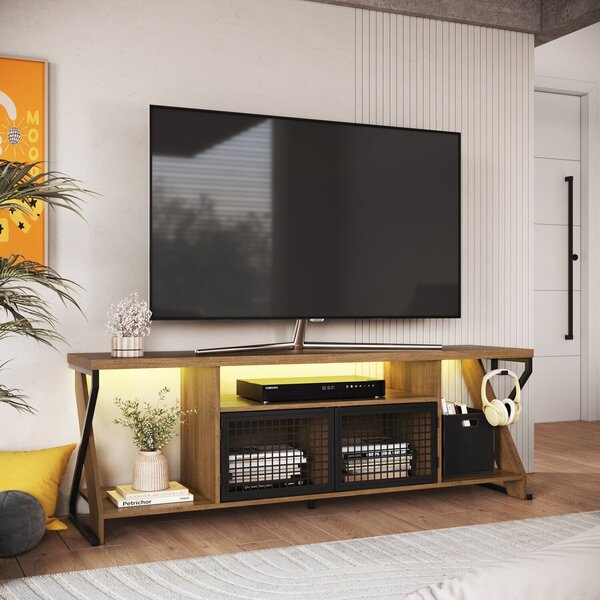Rack Industrial Para Tv Até 60 Polegadas Com Led 160cm Marrom Preto/mel ...