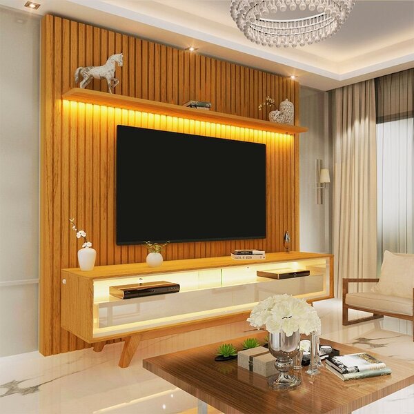 Rack Painel Ripado Para Tv Até 75 Polegadas Com Led 100% Mdf ...