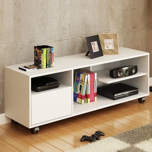 Rack Para Sala De Estar Deluxe 1 Gaveta E Nichos Branco Laqueado 100% ...