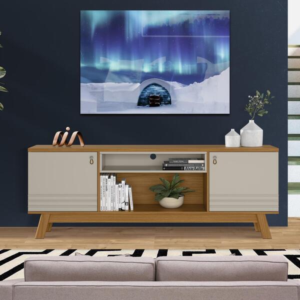 Rack Para Sala Tv Até 75 Polegadas 2 Portas Nature Off White Amarylis ...