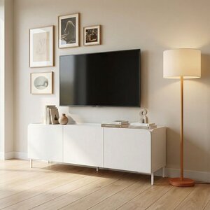 Rack Para Tv 55 Polegadas 3 Portas E 2 Prateleiras Curve Branco Branco ...