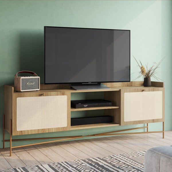 Rack Para Tv 65 Polegadas 2 Portas 183cm Palhinha Pé Metal Dourado Oslo ...