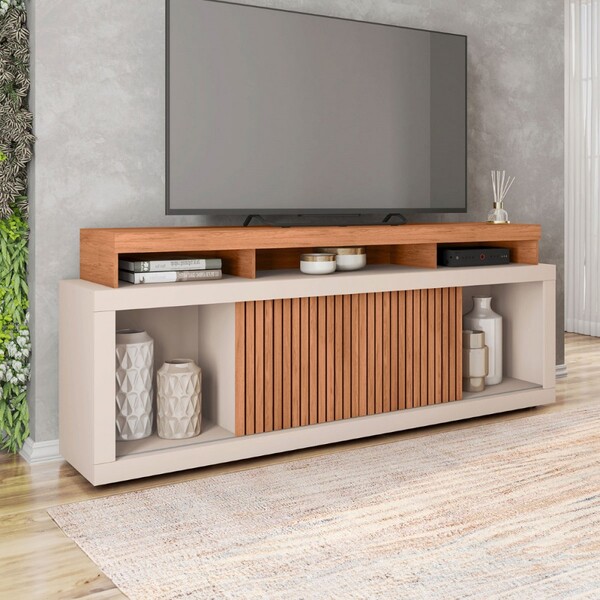 Rack Para Tv 75 Polegadas 2 Portas Com Ripado Aegon Freijo/off White ...