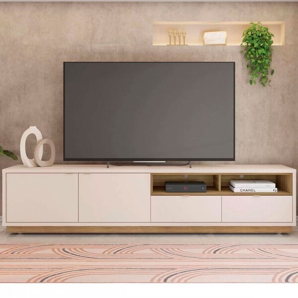 Rack Para Tv 75 Polegadas Isis 2 Portas 2 Gavetas Mel/off White ...