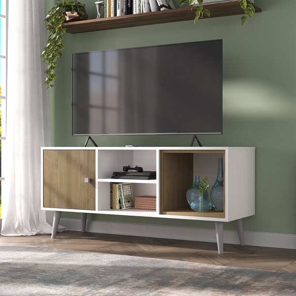 Rack Para Tv Até 42 Polegadas 1 Porta 3 Nichos Hecol Móveis Branco Tx/avelã Tx | Leroy Merlin