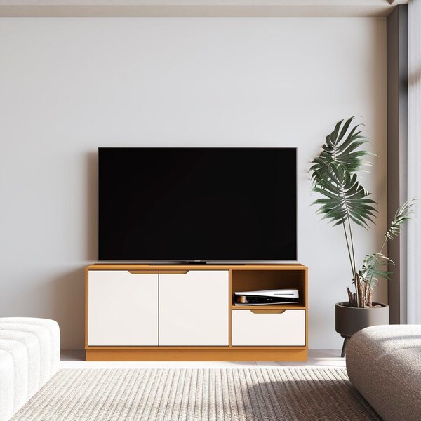 Rack Para Tv Até 55 Polegadas 100% Mdf 140cm Modular Nature/off White ...