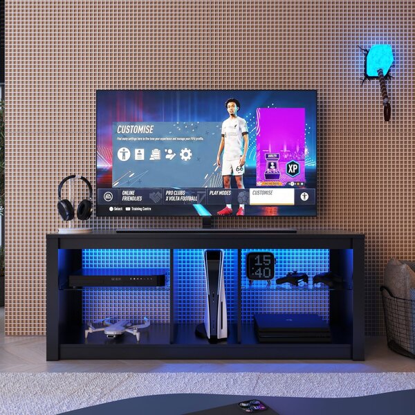 Rack Para Tv Até 55 Polegadas Estilo Gamer Com 2 Prateleiras Em Vidro E ...