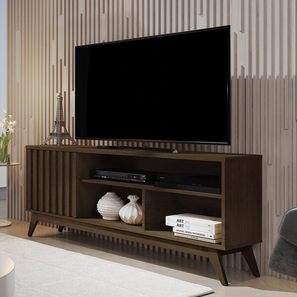 Rack Para Tv Até 55 Polegadas Pés Madeira Maciça Retrô Ripado Malbec ...